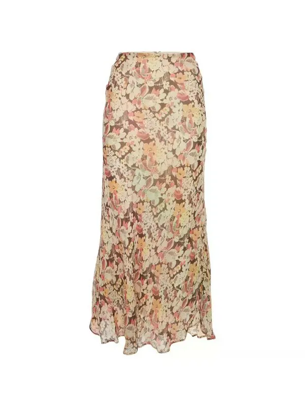 Polo Ralph Lauren Floral Print Chiffon Maxi Skirt - Brown