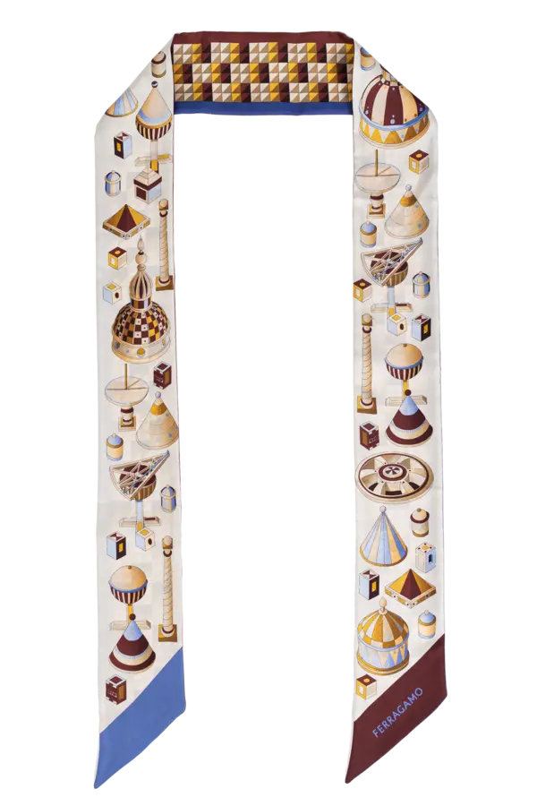FERRAGAMO Silk Scarf With Print - Multicolour