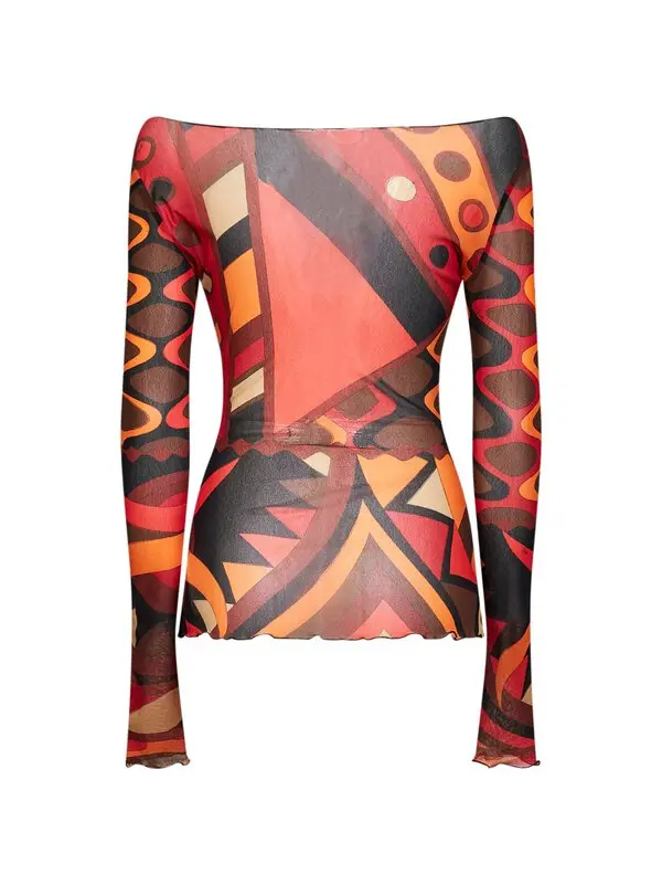 Emilio Pucci Vivara Print Tulle Top