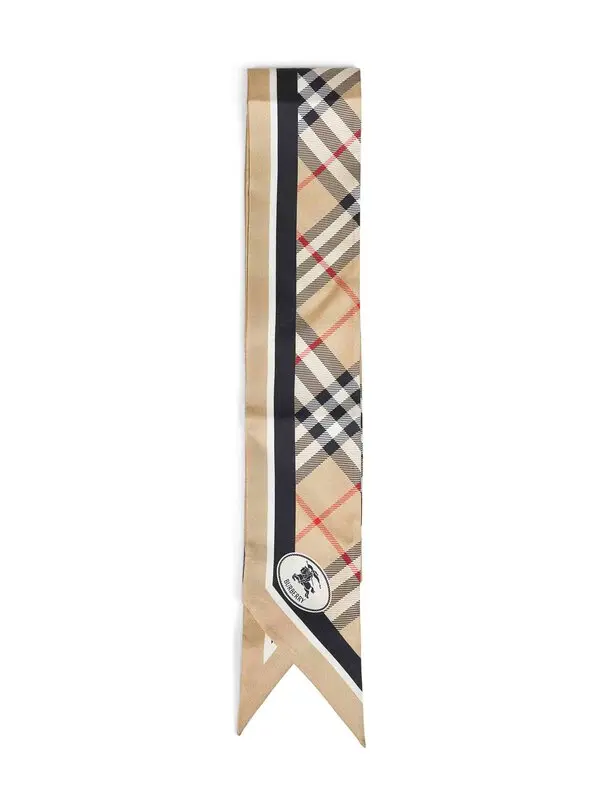 Burberry Sand Beige Check Thin Silk Twill Scarf - Multicolor