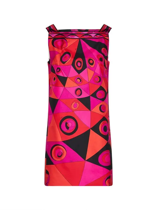 Emilio Pucci Fuchsia And Black Occhi-print Silk Twill Mini Dress - Multicolor