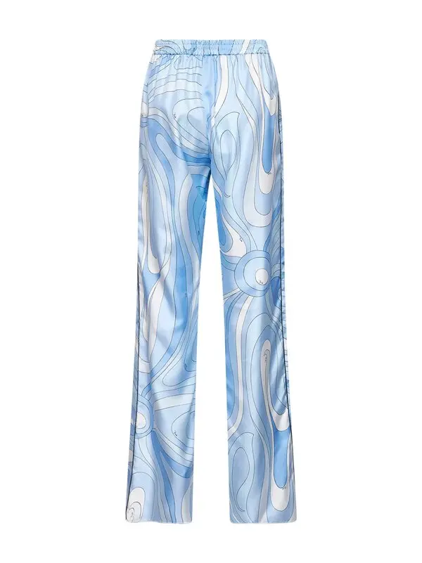 Emilio Pucci Marmo-print Silk Twill Trousers