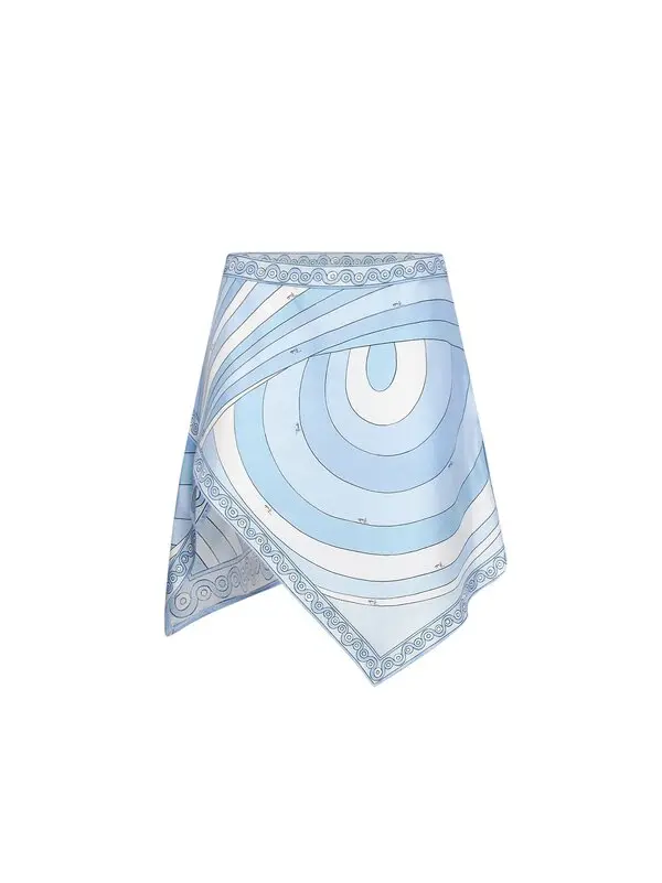 Emilio Pucci Pale Blue Iride-print Silk Twill Mini Scarf Skirt - Multicolor