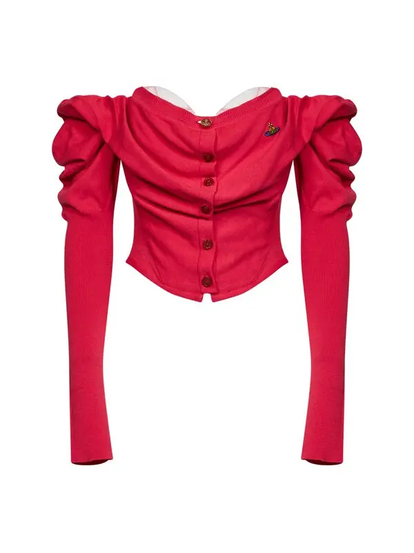 VIVIENNE WESTWOOD Raspberry Knit Bea Corset Draped Cardigan - Multicolor