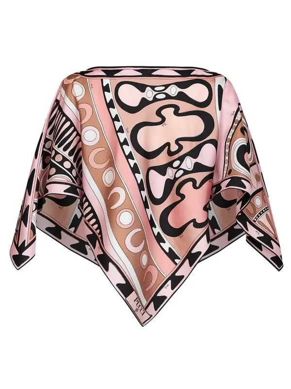 Emilio Pucci Nude Soleil-print Silk Twill Kaftan Top
