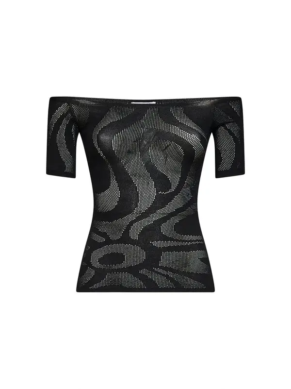 Emilio Pucci Black Marmo Jacquard Net Top - Multicolor