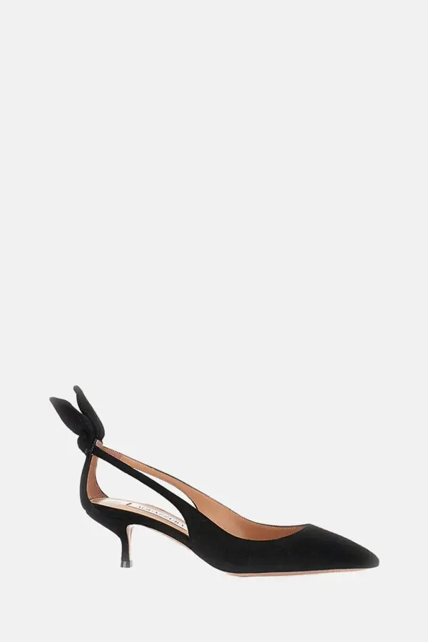 AQUAZZURA Bow Tie Pump 50 Suede And Nappa Leather - Multicolor