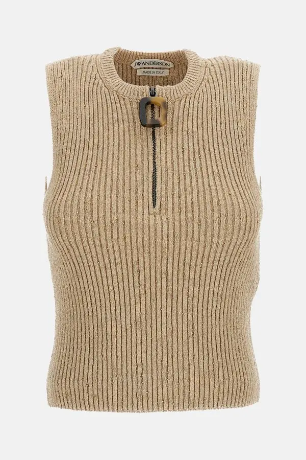 JW Anderson Ribbed Knit Zip Tank Top - Multicolor