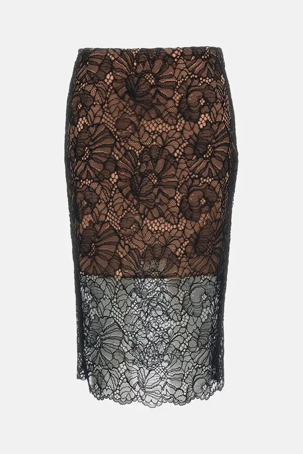 ROTATE BY BIRGER CHRISTENSEN Lace Midi Pencil Skirt - Multicolor