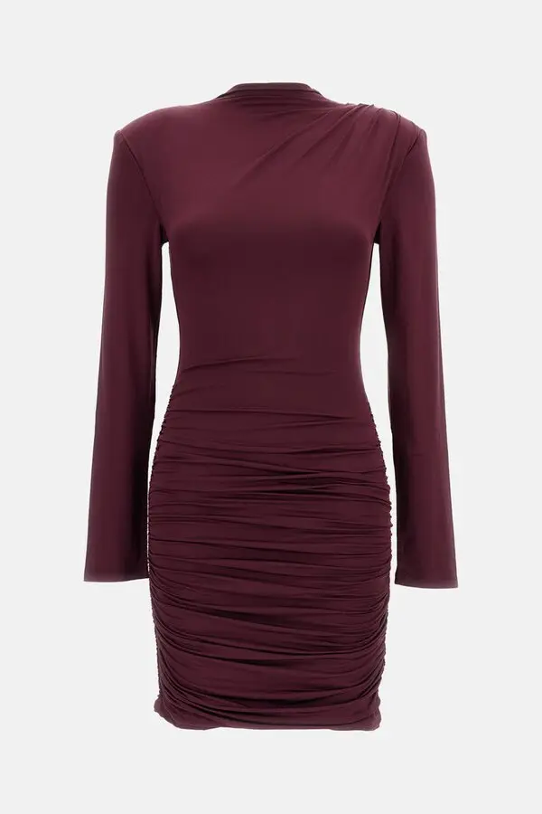 ROTATE BY BIRGER CHRISTENSEN Long Sleeve High Neck Drapey Mini Dress - Multicolor