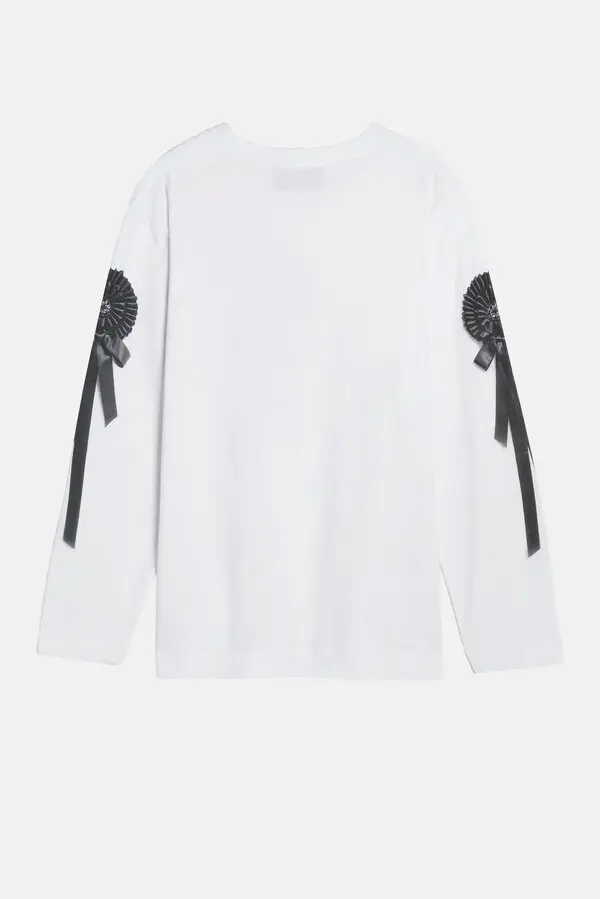Simone Rocha Long Sleeve T-shirt With Ribbon Rosette Print