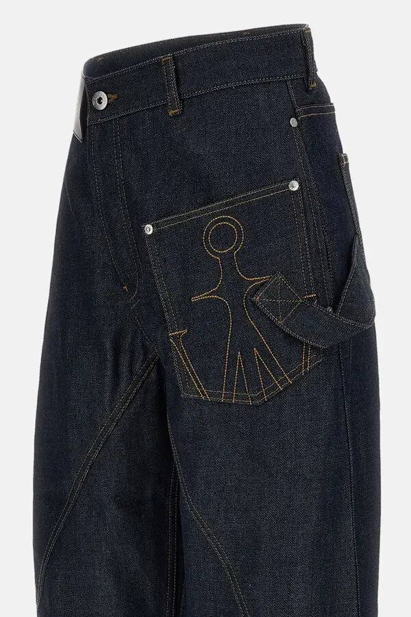 JW Anderson Twisted Turn-up Workwear Denim Jeans - Multicolor