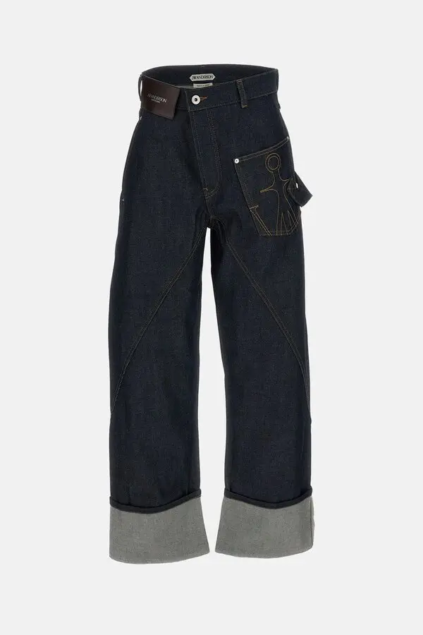 JW Anderson Twisted Turn-up Workwear Denim Jeans - Multicolor