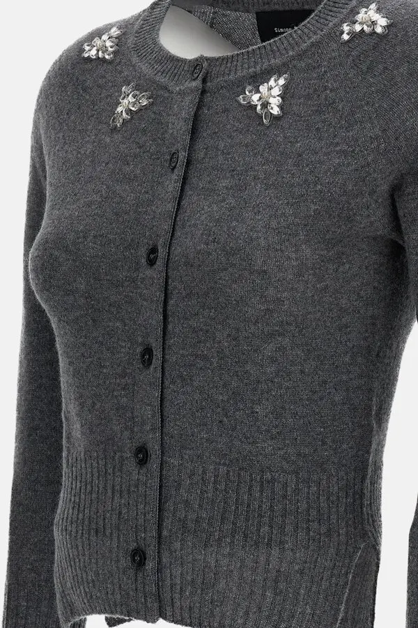 Simone Rocha Relaxed Cashmere Cardigan With Crystal Embellishment - Multicolor