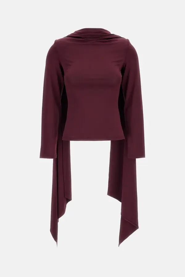ROTATE BY BIRGER CHRISTENSEN Long-sleeved Scarf Top Bordeaux - Multicolor