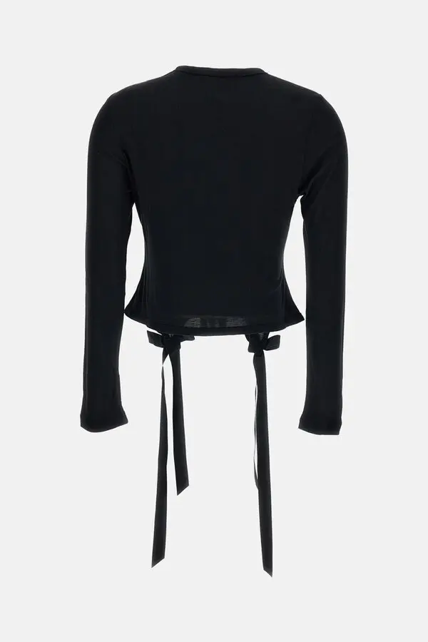 Simone Rocha Long-sleeve Bow Detail Cropped Top