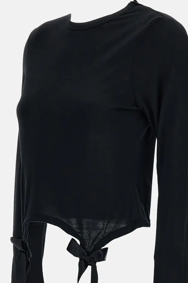 Simone Rocha Long-sleeve Bow Detail Cropped Top - Multicolor