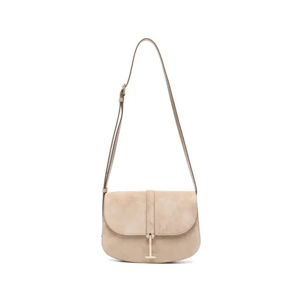 TOM FORD Beige Suede Satchel With Gold-tone Hardware - Cream