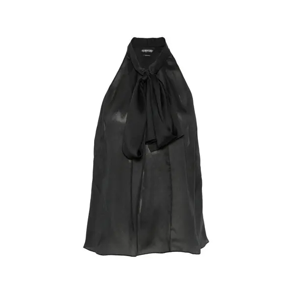 TOM FORD Jacquard Halterneck Top - Black
