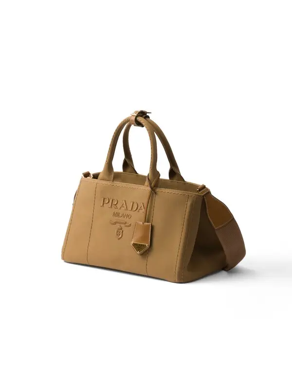 Prada Large Cotton Canvas Jardinière Handbag