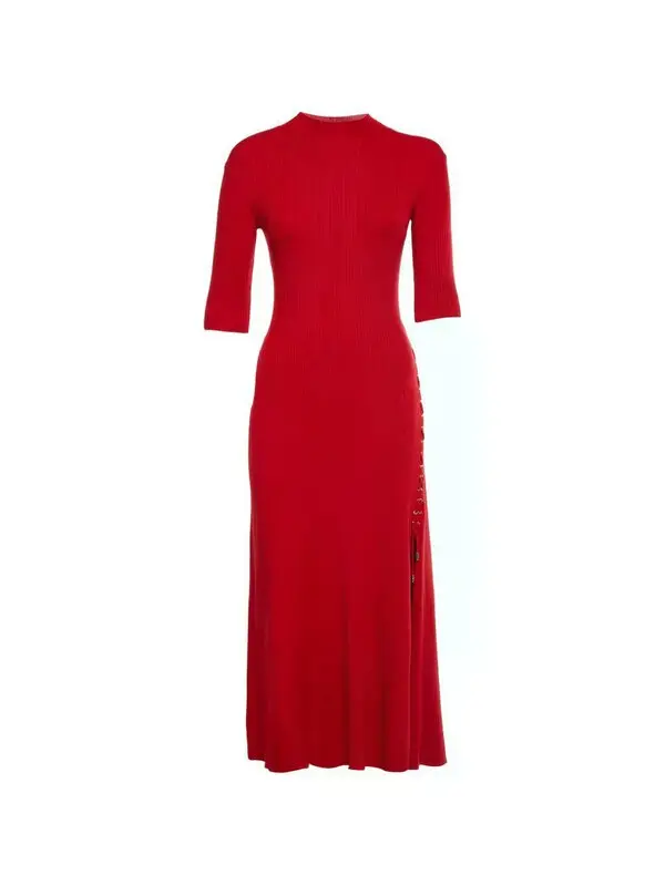 Maje Knitted Lace-up Midi Dress