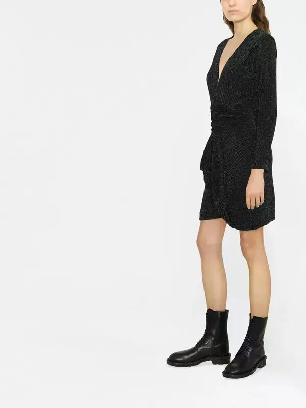 IRO PARIS Gathered V-neck Long Sleeve Dress