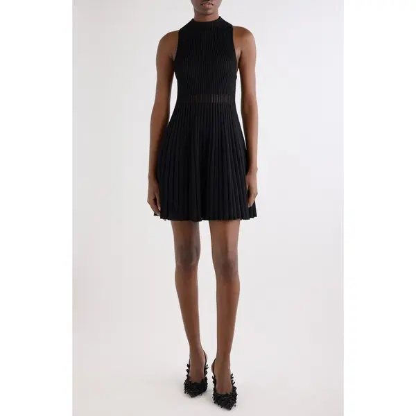 Givenchy Sleeveless Ribbed Sweater Mini Dress - Black