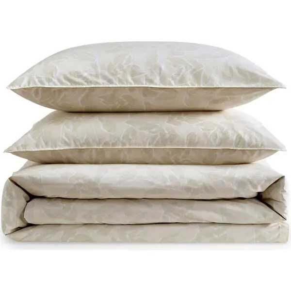 Calvin Klein Yellow Leaves 200 Thread Count Cotton Duvet Cover & Shams Set - Light/medium Yellow