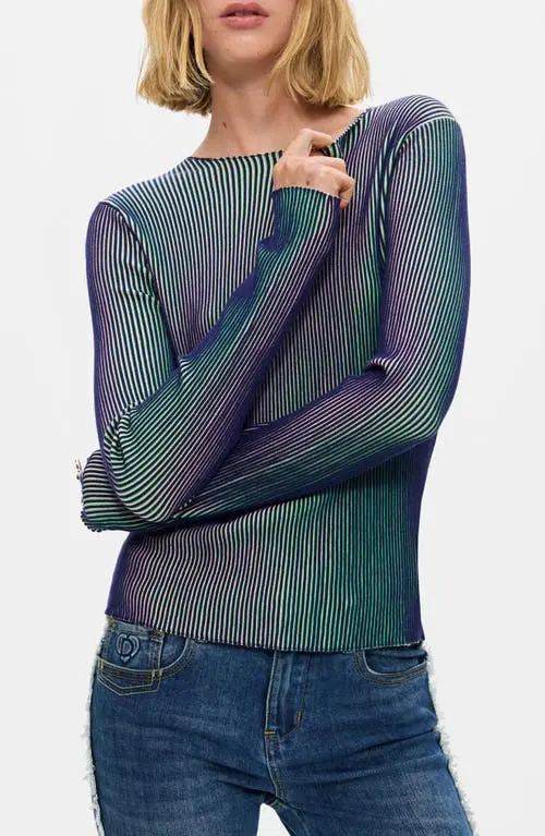 Desigual Gradient Ribbed Sweater - Blue