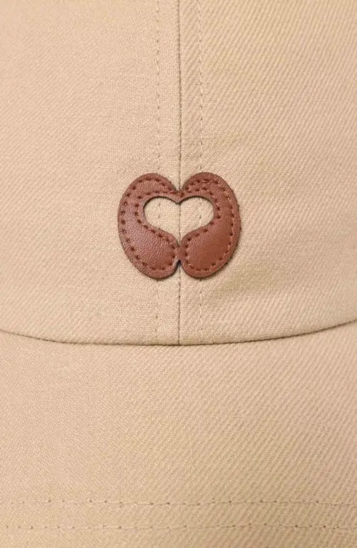 Maje Linen Blend Cap With Logo Detail - Beige