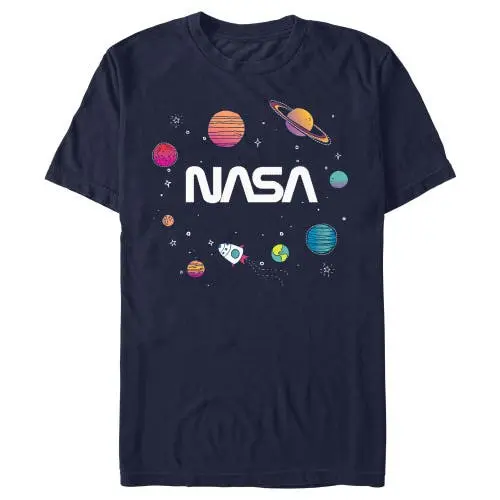 NASA Animated Planets Short Sleeve Graphic T-shirt - Navy Blue