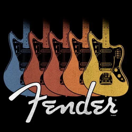 FENDER Guitar Retro Rainbow Graphic T-shirt