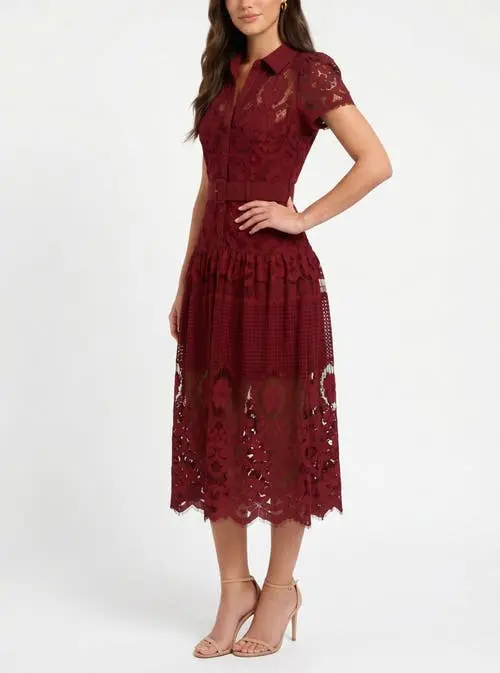 Rachel Rachel Roy Jolene Lace Midi Dress - Dark Red