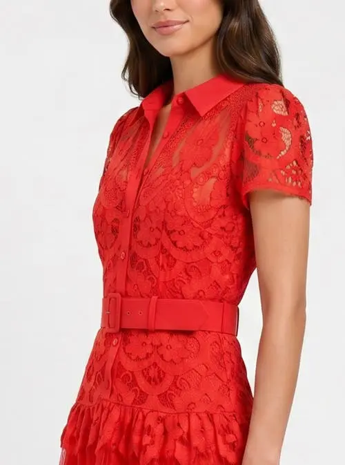 Rachel Rachel Roy Jolene Collared Lace Midi Dress