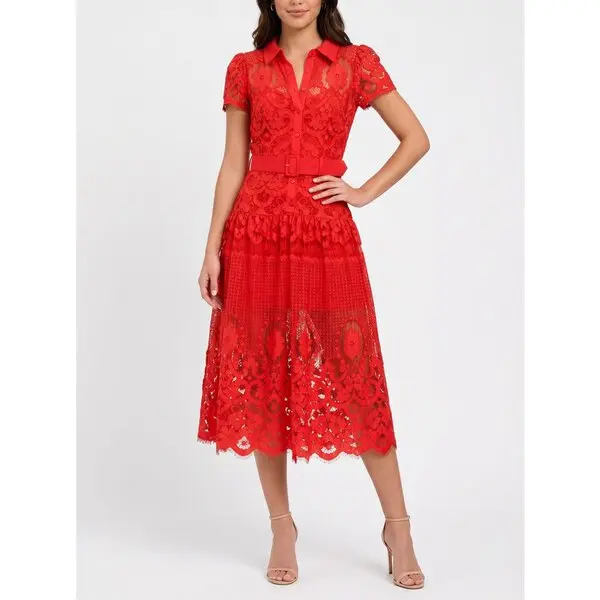 Rachel Rachel Roy Jolene Lace Midi Dress - Red