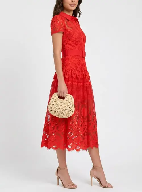 Rachel Rachel Roy Jolene Lace Midi Dress - Red