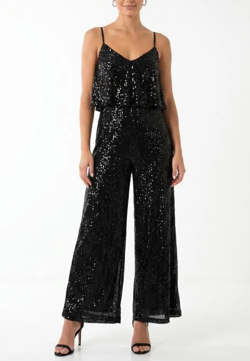 Rachel Rachel Roy Sequin Tara Ruffle Jumpsuit - Black