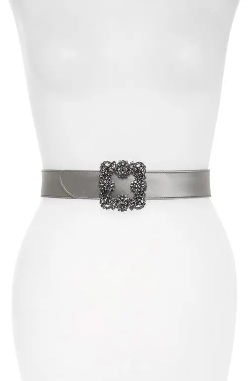 Manolo Blahnik Hangisi Jewel Buckle Satin Belt