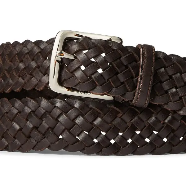 Ralph Lauren Braided Vachetta Leather Belt - Dark Brown