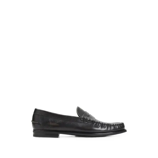 Prada Soft Construction Loafers In Antiqued Leather