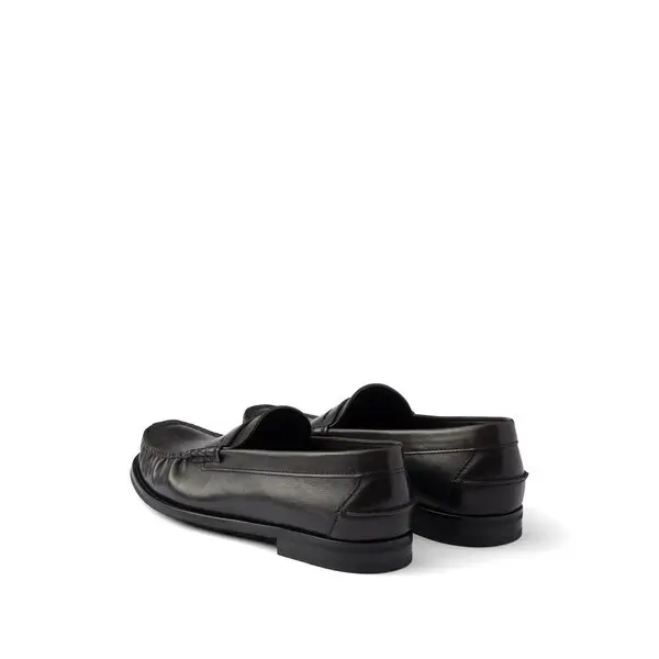 Prada Soft Construction Loafers In Antiqued Leather