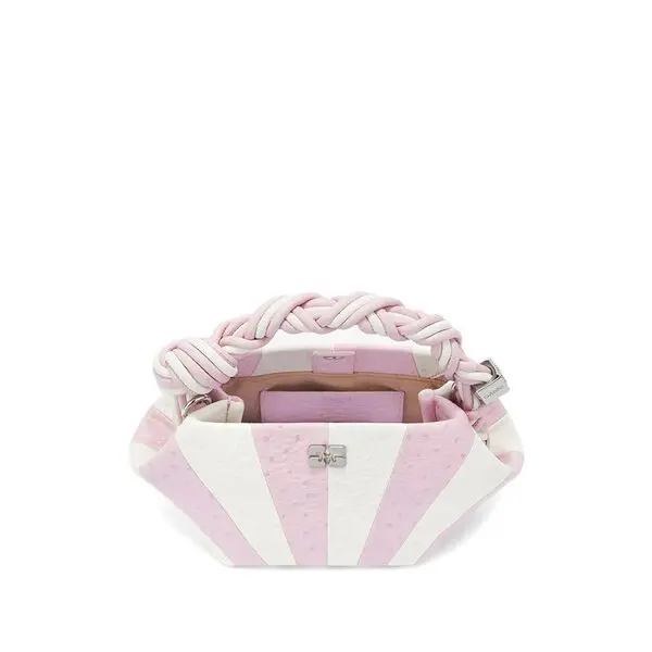 GANNI Striped Ostrich-effect Leather Shoulder Bag
