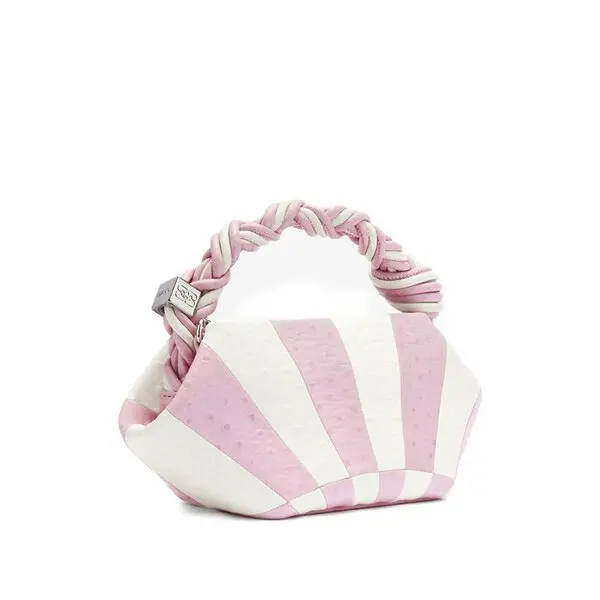 GANNI Striped Ostrich-effect Leather Shoulder Bag