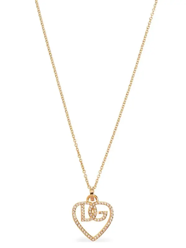 Dolce & Gabbana Embellished Logo Heart Necklace - Gold