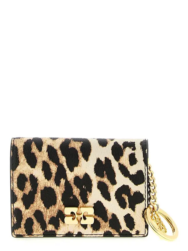 GANNI Leopard' Print Card Holder - White
