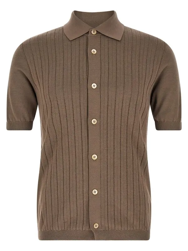 Brunello Cucinelli Operated Ribbed Shirt - Brown