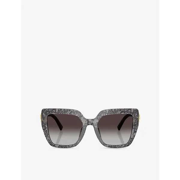 Dolce & Gabbana Square-frame Acetate Sunglasses With Lace Pattern - Grey