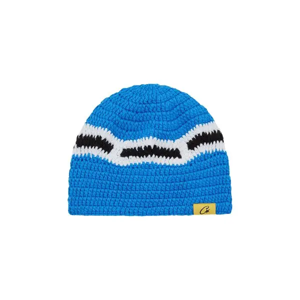 CORTEIZ Big Crochet Beanie /white/black - Blue