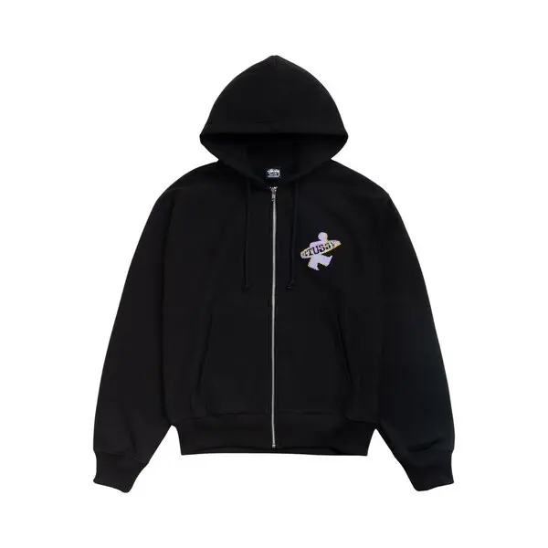 StÜssy Dot Surf Puff Print Zip Hoodie - Black
