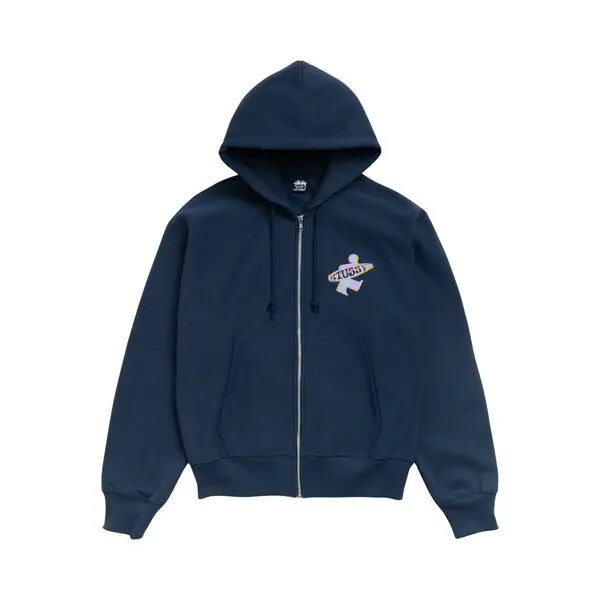 StÜssy Dot Surf Puff Print Zip Hoodie 'navy